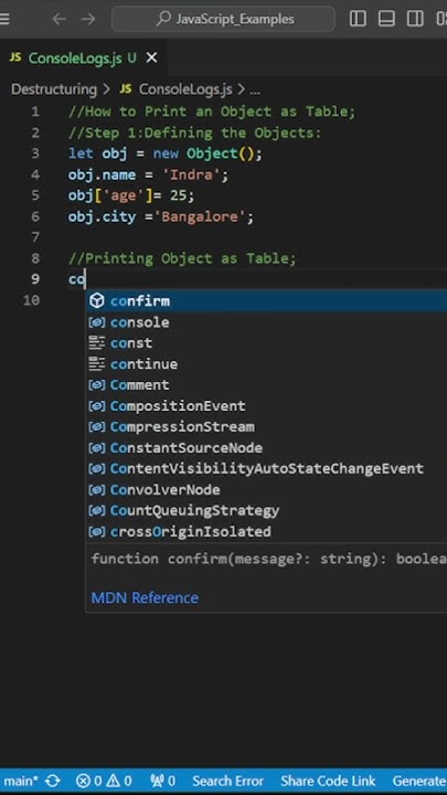 JavaScript Objects as tables | JS console logging | #short #shorts #ytshorts#javascript - YouTube