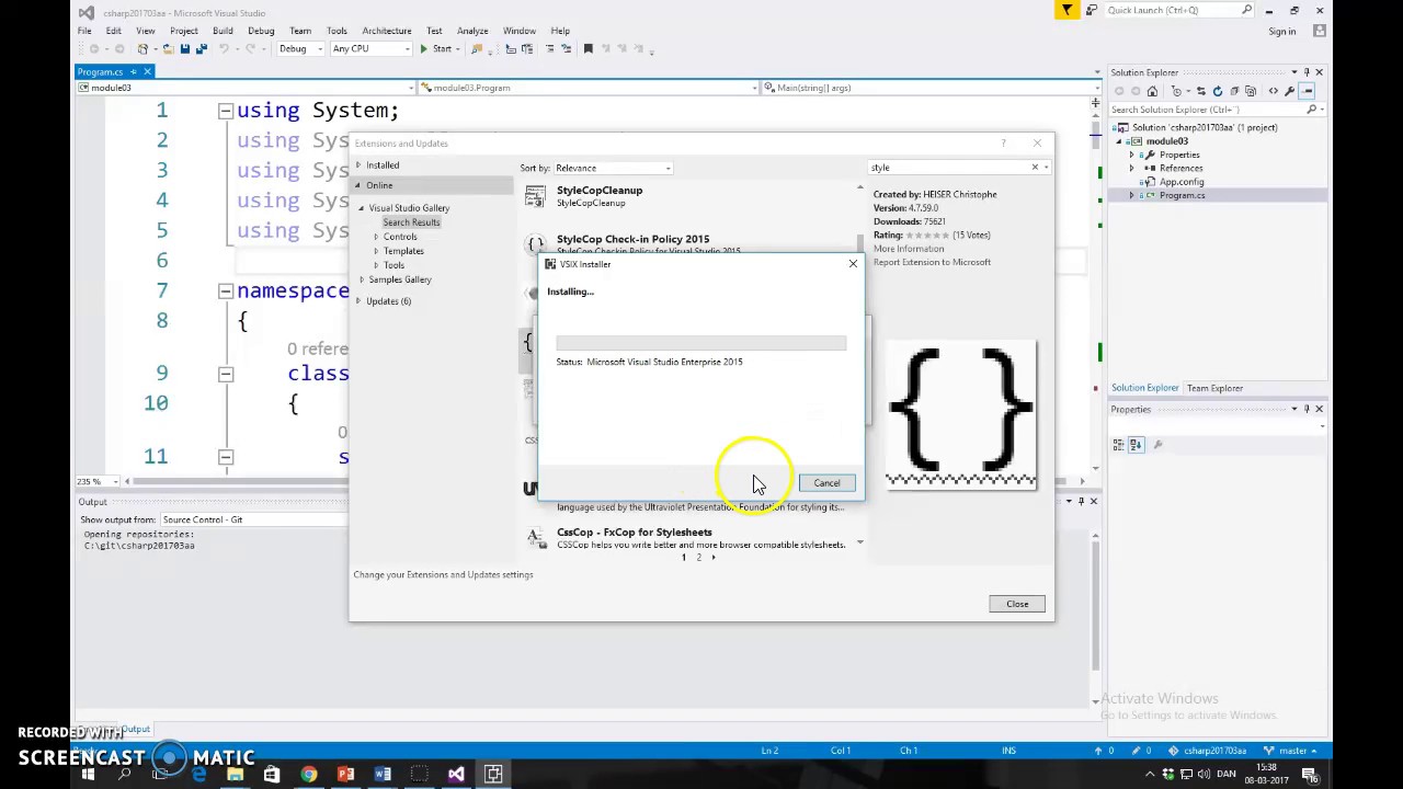 Stylecop Installation Vs 2015 Youtube