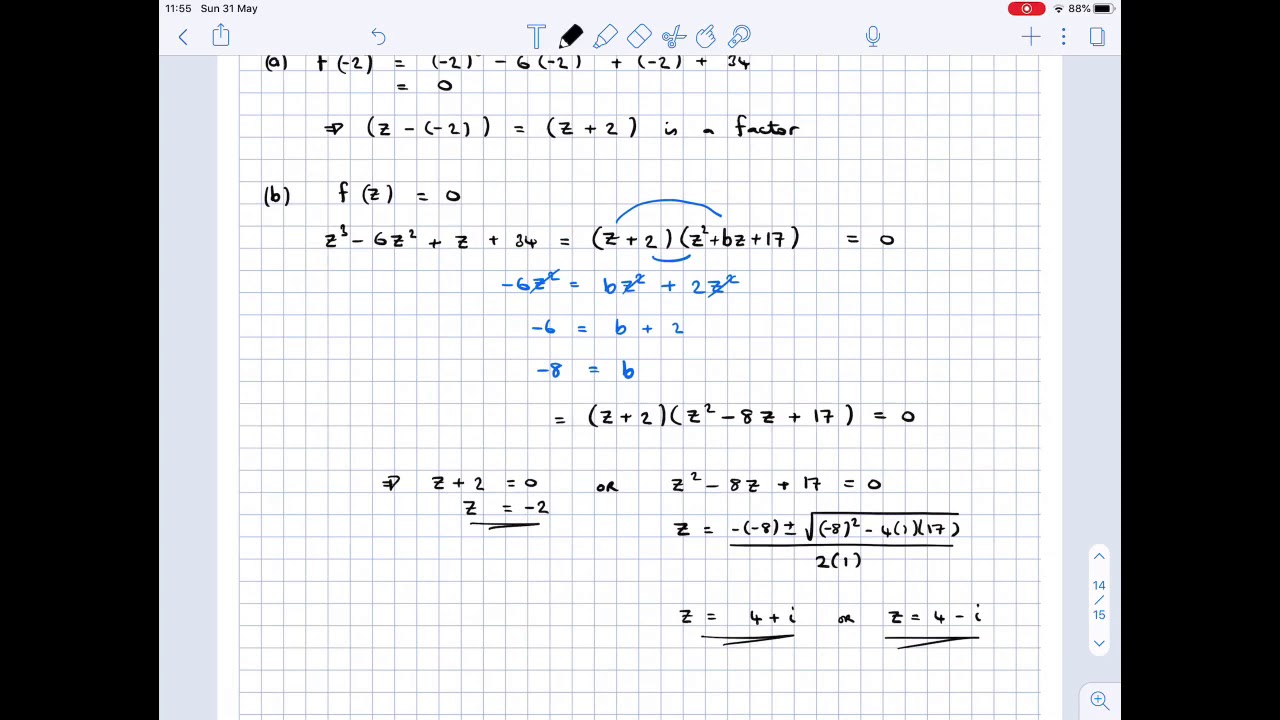 1.5 FP1 Chapter 1 Complex Numbers - Solving a cubic equation - YouTube