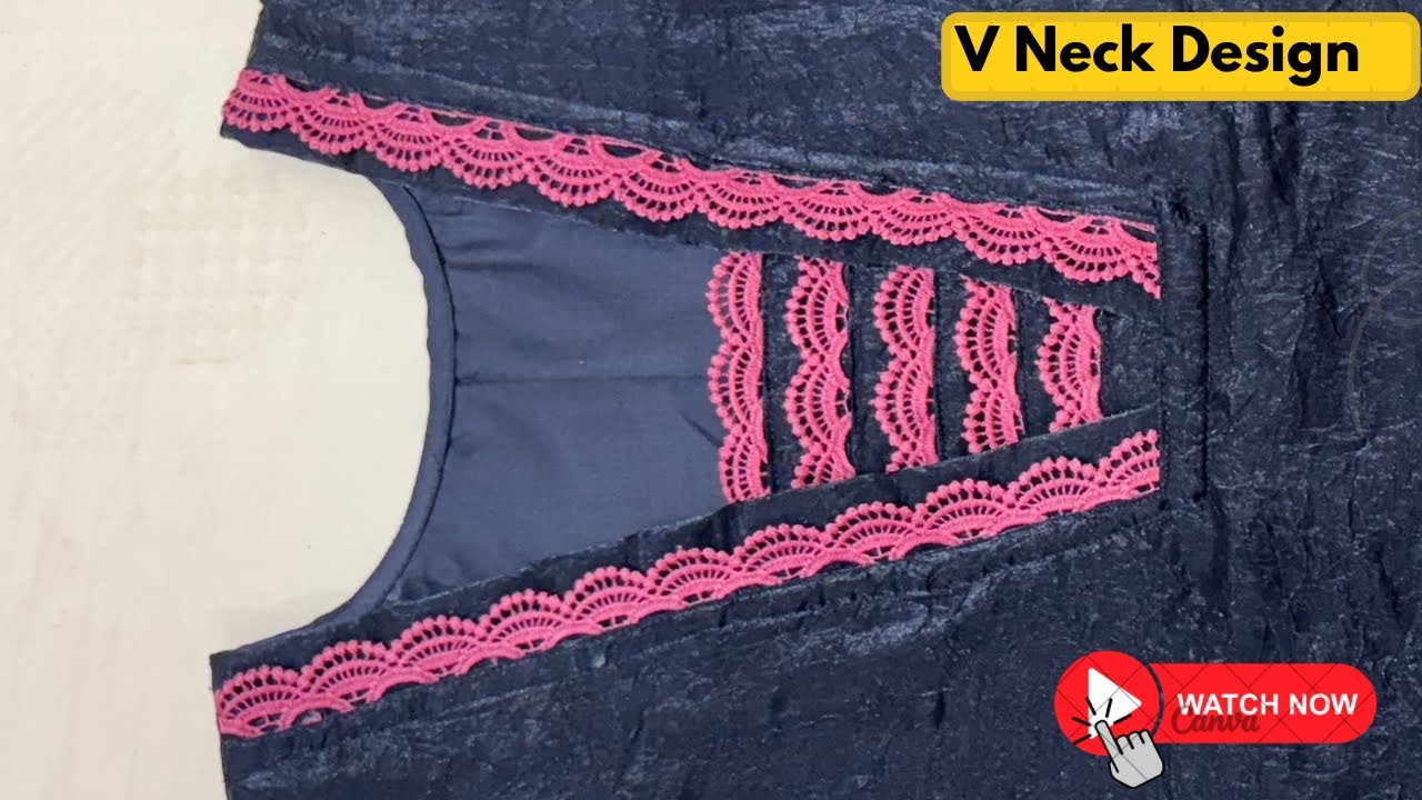 Very Beautiful V Shape Neck Design ।V Neck Design With Lace Cutting And ...