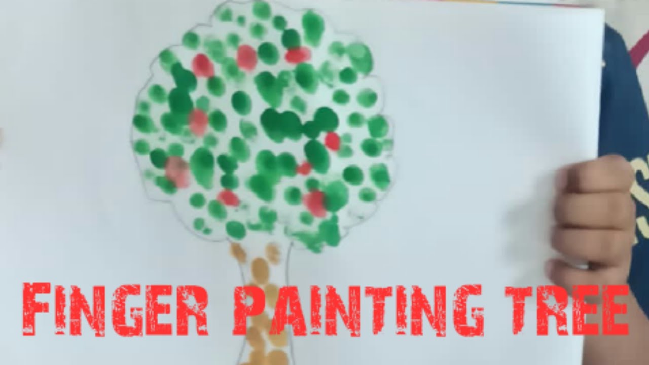 How to draw a tree and paint with finger | tree finger painting for ...