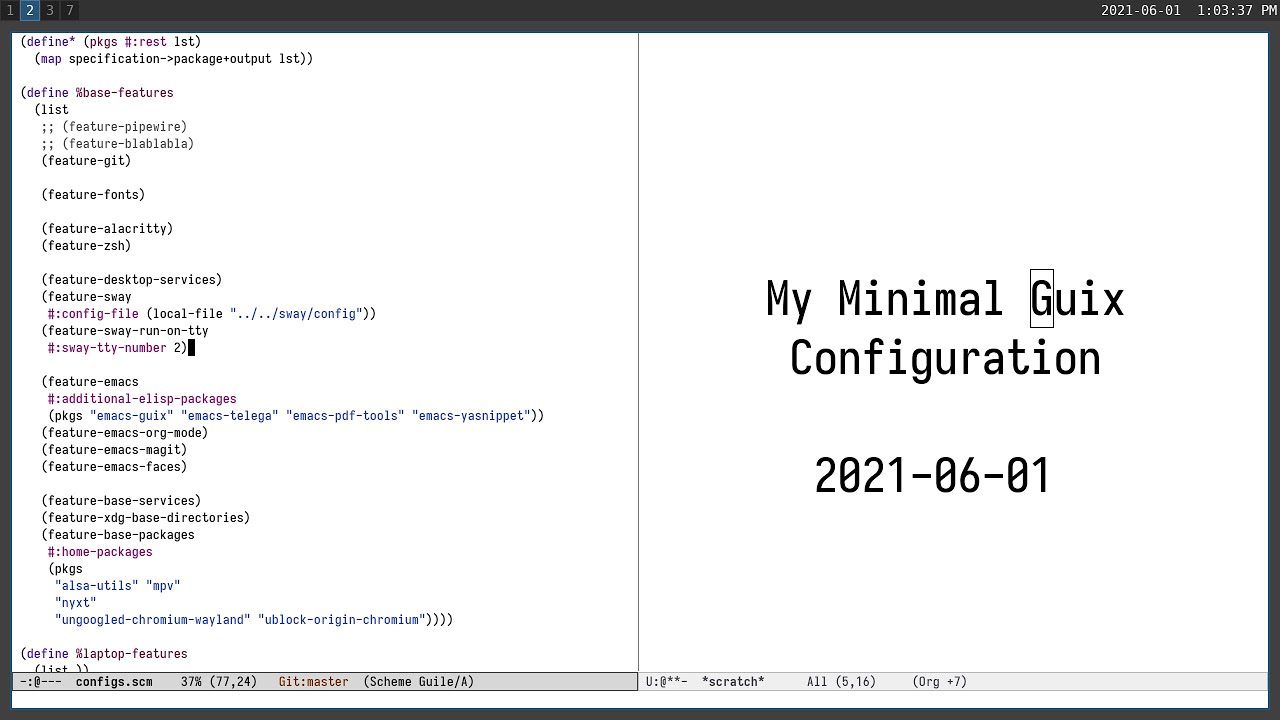 My Minimal Guix Configuration 2021-06-01 - YouTube