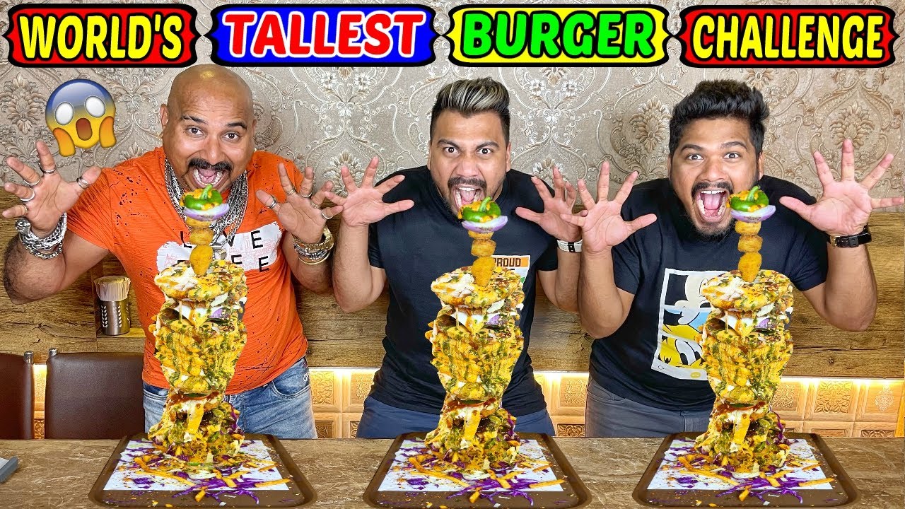 WORLD'S TALLEST EIFFEL TOWER BURGER CHALLENGE | TALLEST BURGER EATING ...