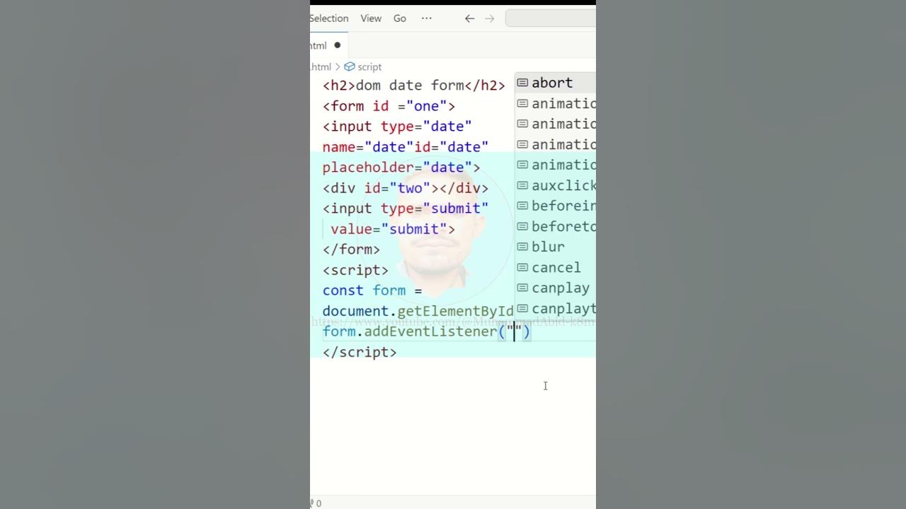 JavaScript Tutorial for Beginners / JavaScript learn / Dom form Date tag - YouTube