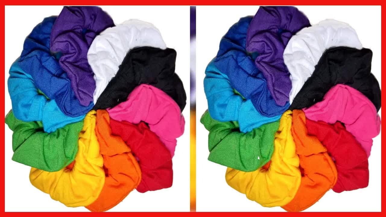 Cotton Scrunchie Set, Set of 10 Soft Cotton Scrunchies (Bright Color ...