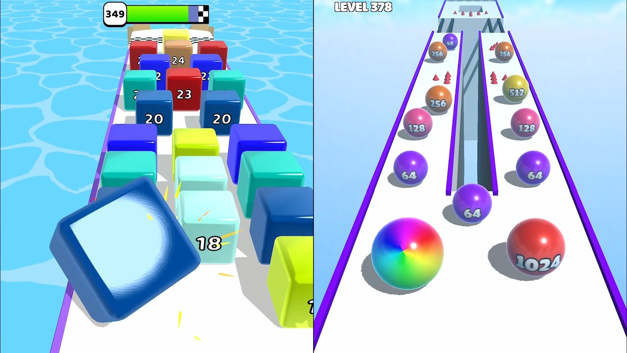 🆚 MARBLE RUN 3D vs A-Z RUN, BALL RUN 2048, BALL MERGE 2048, 2048 BALL ...