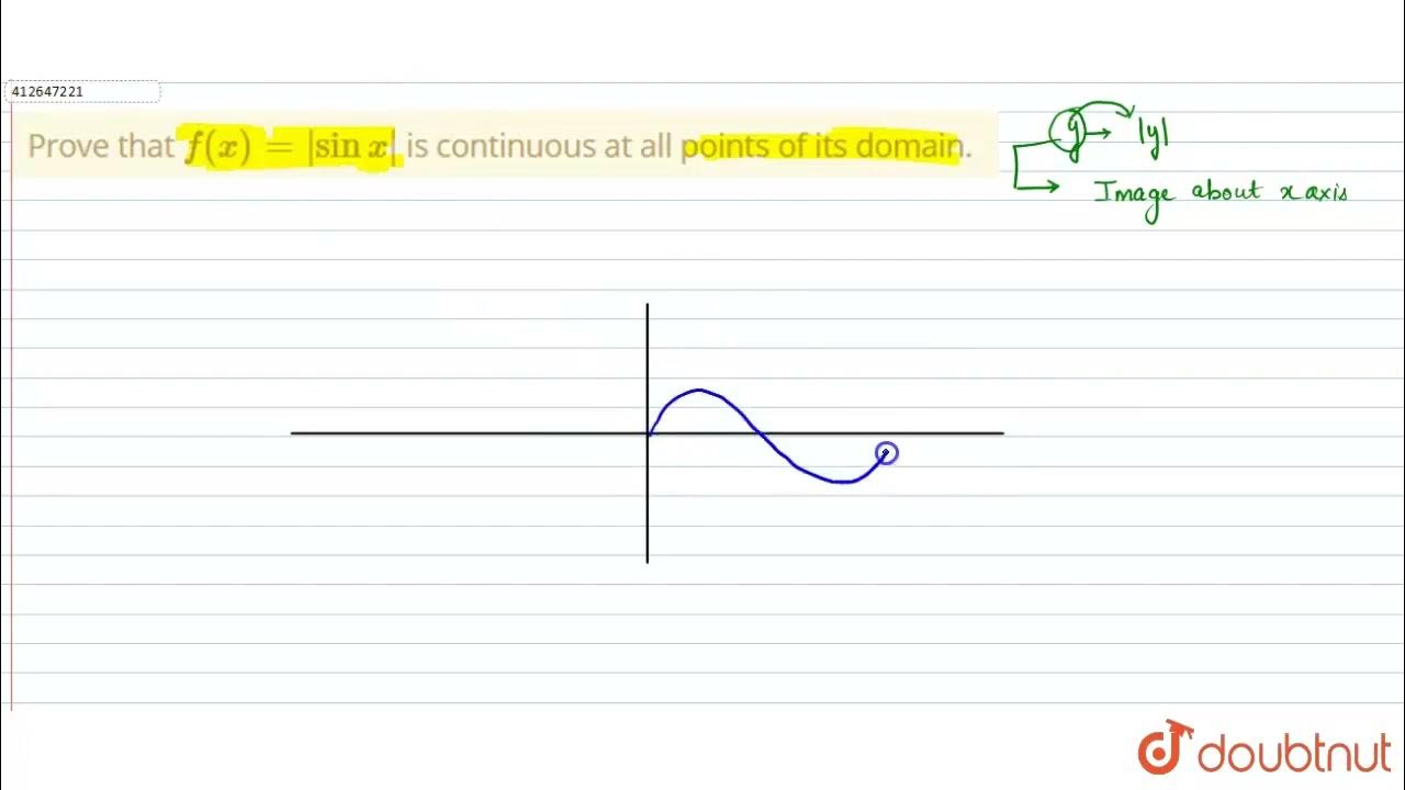 Prove that f(x)=|sinx| is continuous at all points of its domain. | CLASS 12 | CONTINUITY AND DI ...