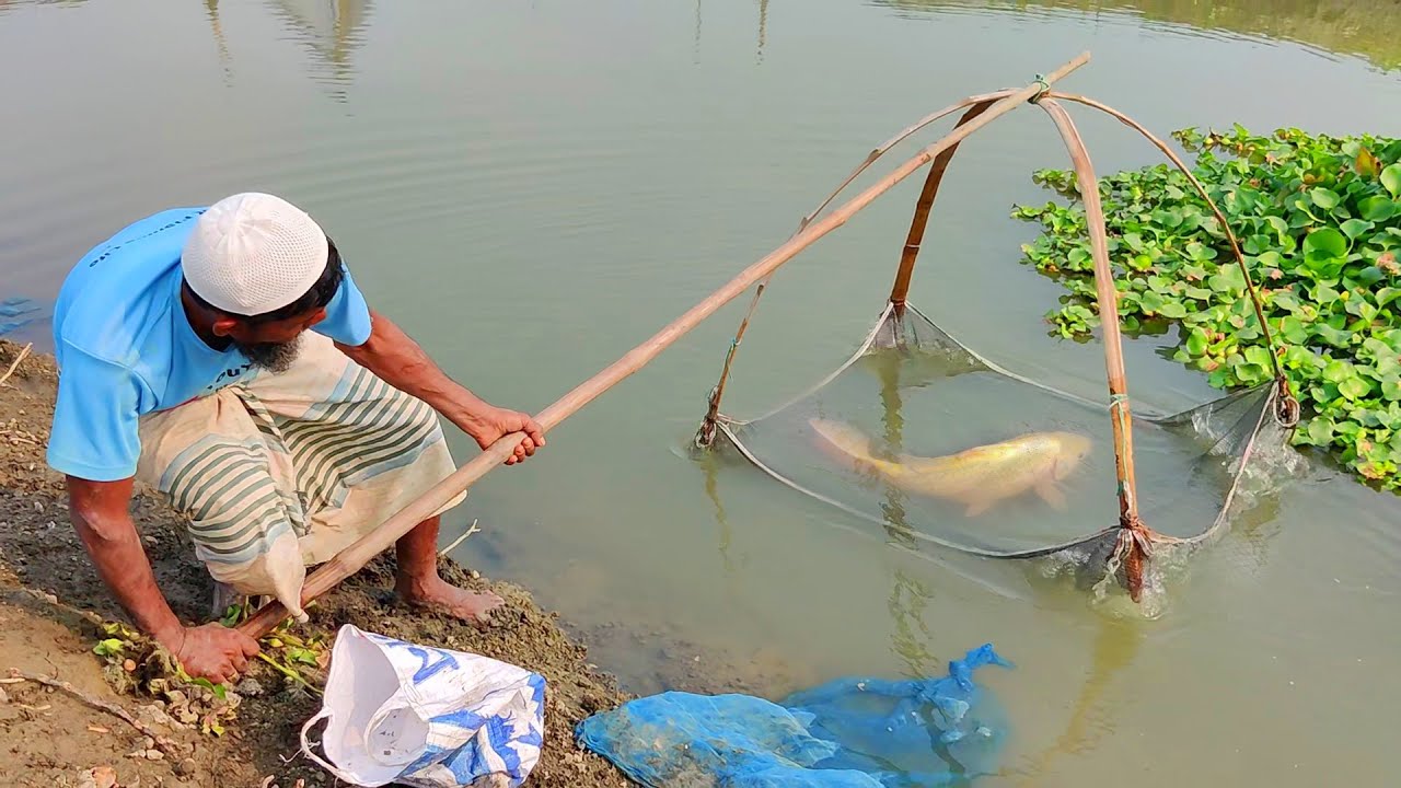 Very Unique Fishing Technique - Awesome Traditional Net Fishing Video ...