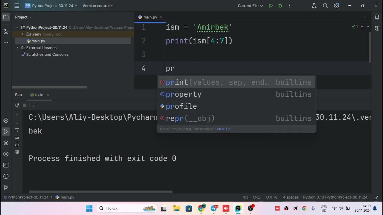 Python 4 - dars | Stringni kesish - YouTube