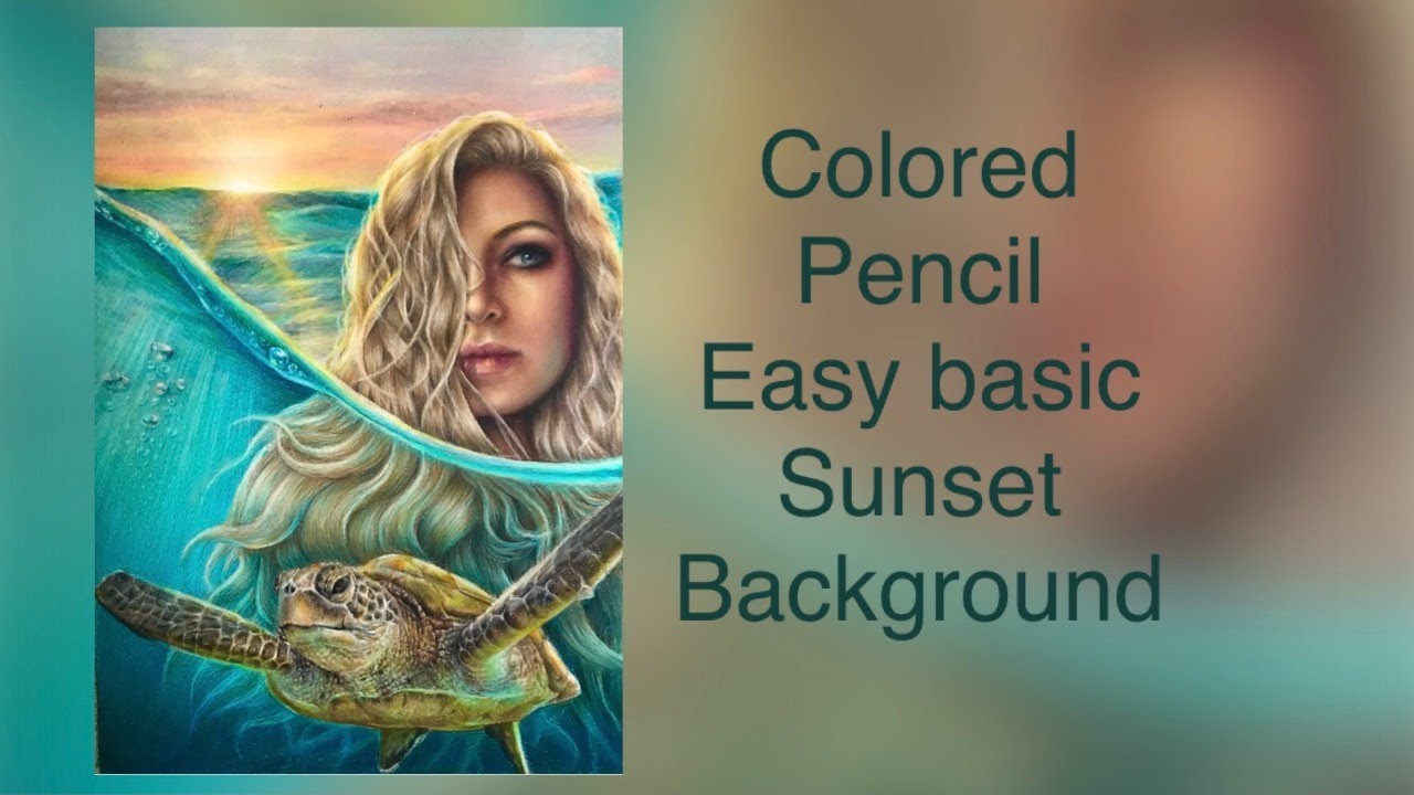 Colored pencil easy basic sunset background tutorial - YouTube