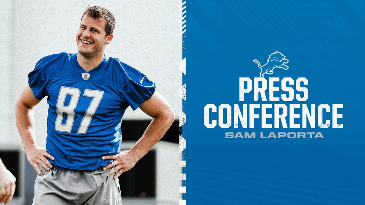Sam LaPorta speaks to the media during rookie minicamp - YouTube