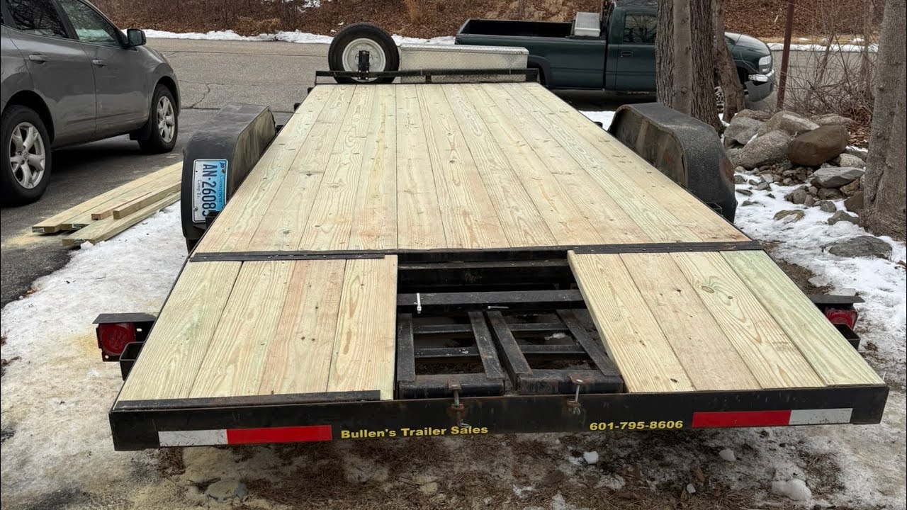 Redecking 20 ft dovetail trailer - YouTube