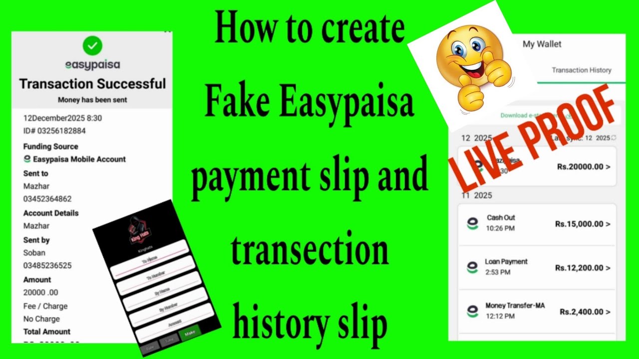 Easypaisa ki Fake payment slip and Fake transactions history slip Kaise ...
