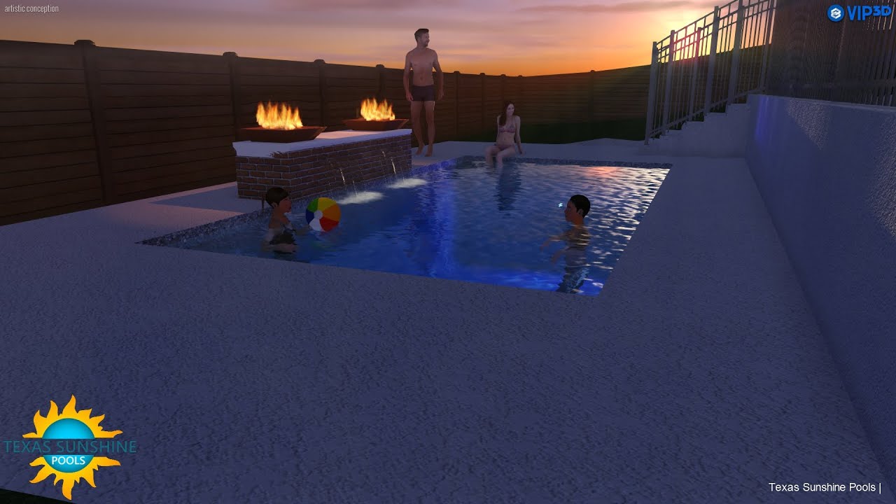 10 x 20 In Ground Pool with Water Feature and Sloped Yard - YouTube