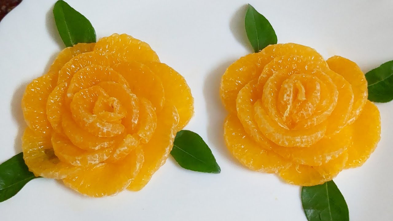 Orange carving/Art in vegetable/Orange flower/fruits and vegetable ...