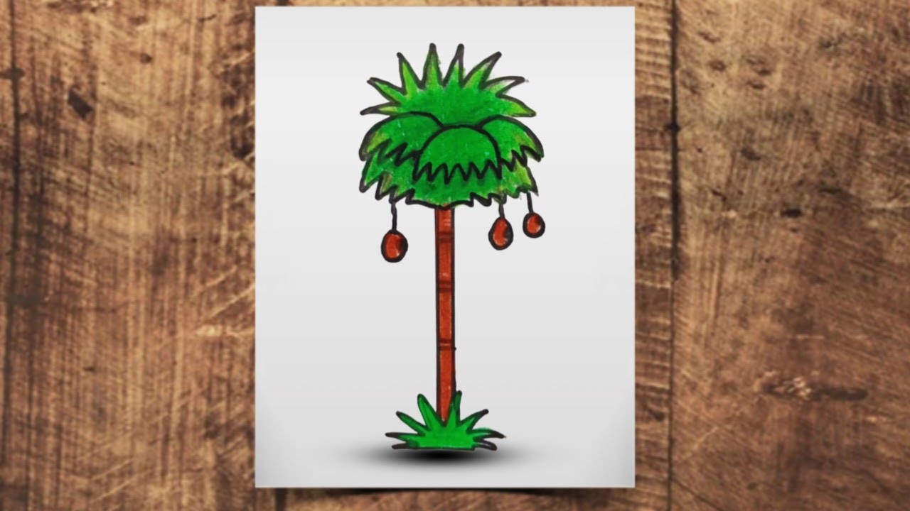 How To Draw a Plum Tree/ Tal Gas Drawing / খুব সহজে তাল গাছ আঁকা। #art ...