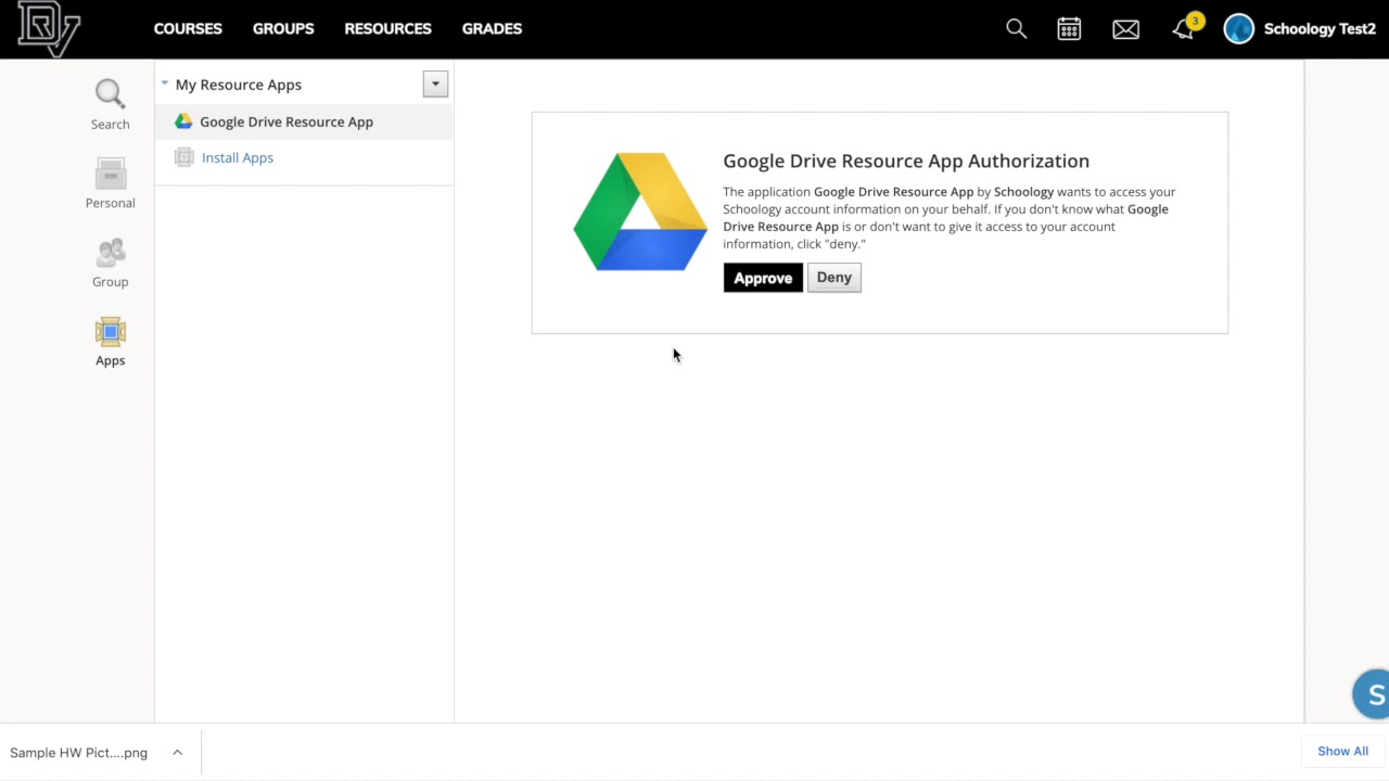 Authorizing Schoology to Access Your Google Drive Account STUDENT - YouTube