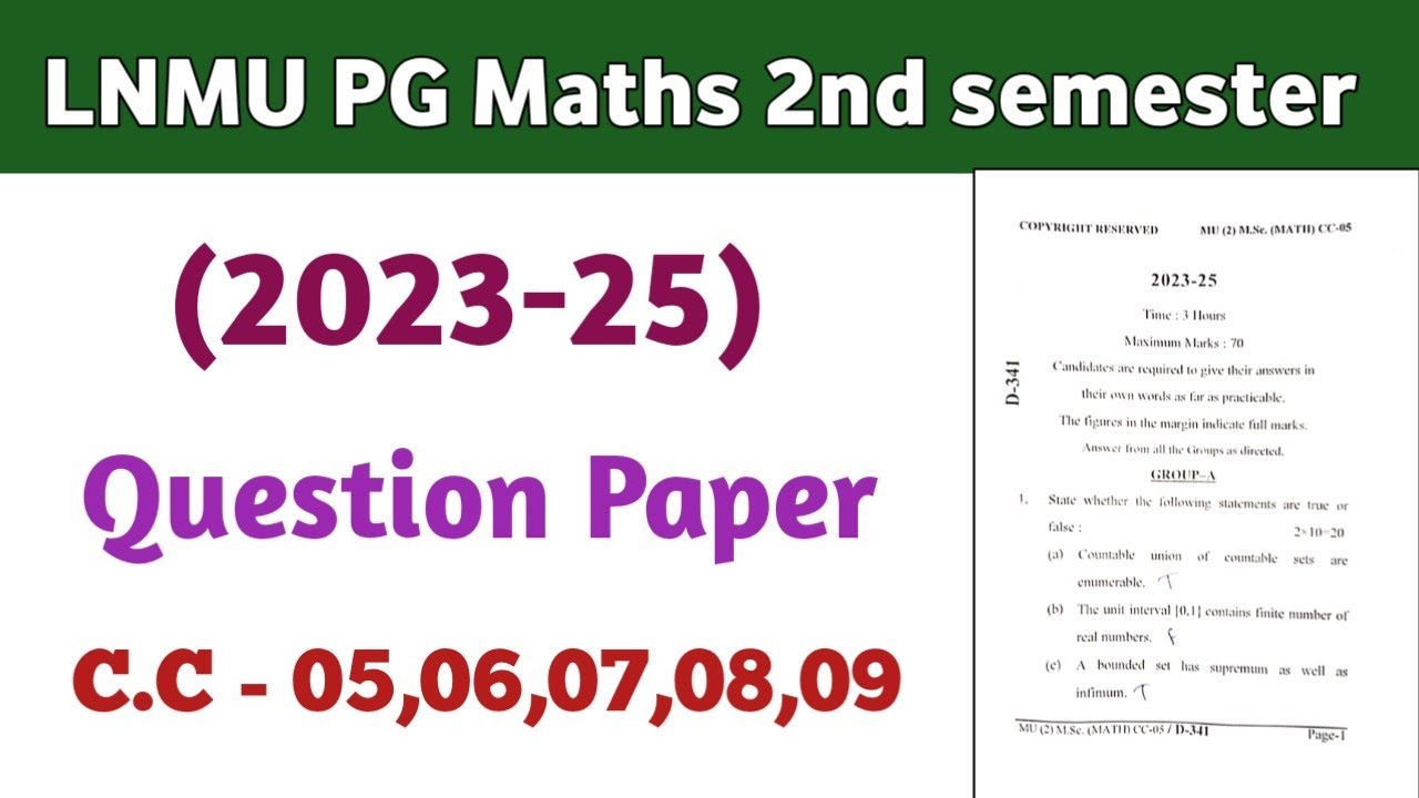 Lnmu pg maths 2nd semester question paper (2023-25) - YouTube