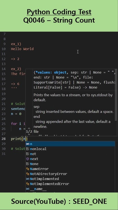 Python Coding Test 0046 String Count - Youtube