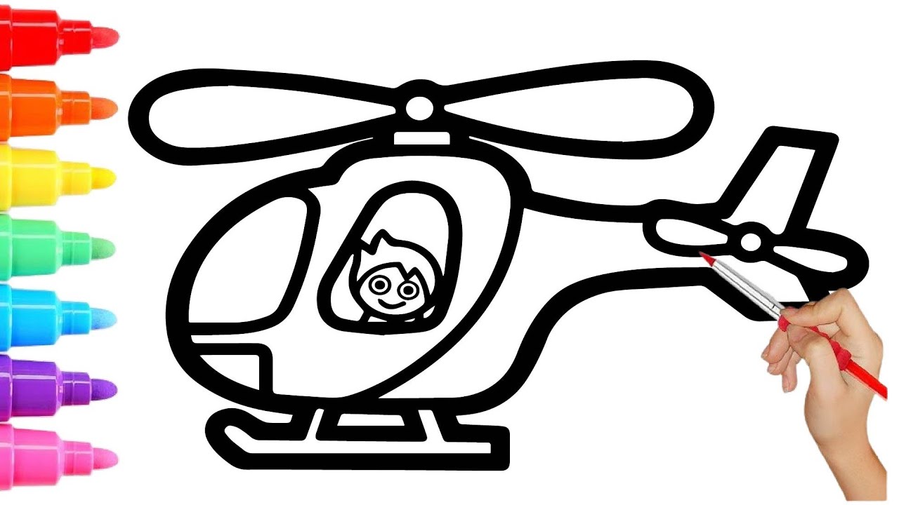Helicopter Drawing, Painting and Coloring for Kids & Toddlers_How to ...