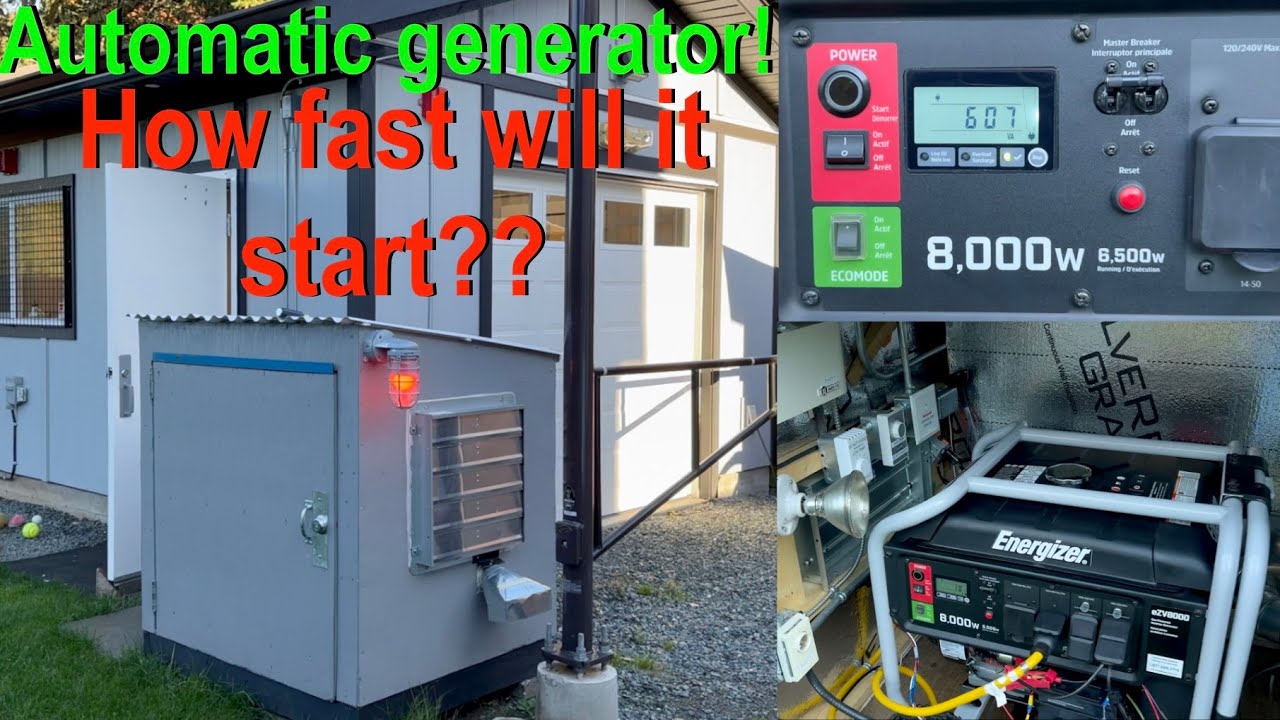 Testing my automatic back-up generator cold start. seeing how fast it ...
