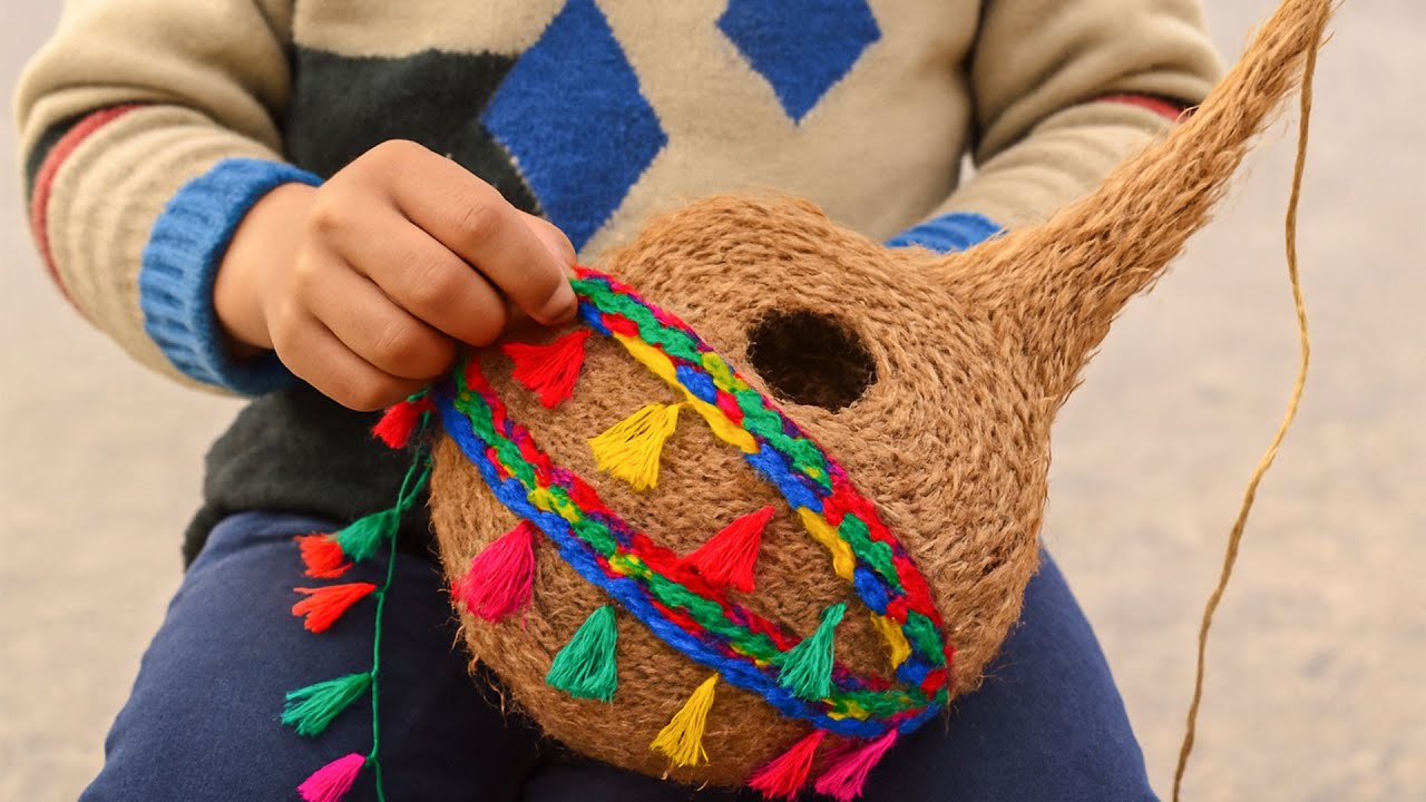 How to Make a Bird's Nest from Waste Materials | Coconut Husk Craft ...