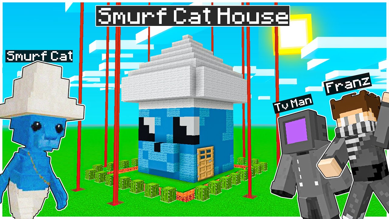 RUMAH SUPER AMAN SMURF CAT di MINECRAFT - YouTube
