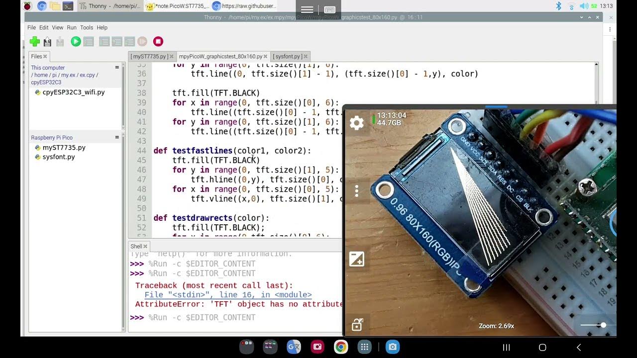 Raspberry Pi Pico W/MicroPython x 0.96" 80x160 ST7735 SPI IPS - YouTube