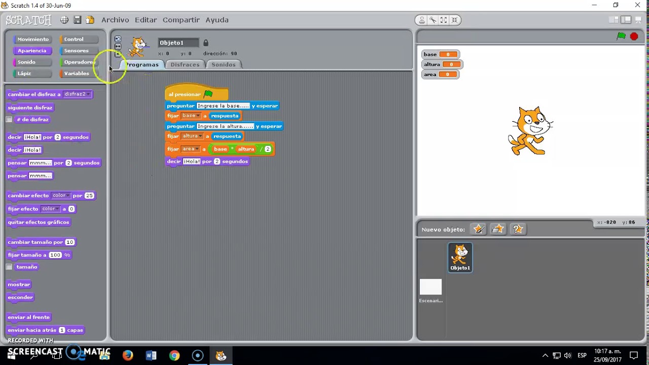 Scratch: Área de un Triángulo - YouTube