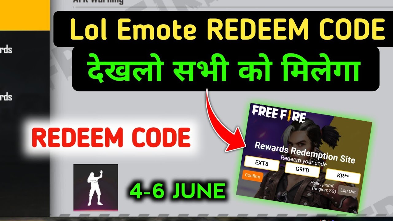 Lol Emote Redeem Code | Today New Redeem Code | Free Fire Lol Emote ...