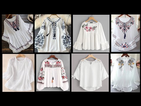 Simple & embroidered White top designs | White Top designs for girls | Short frocks designs