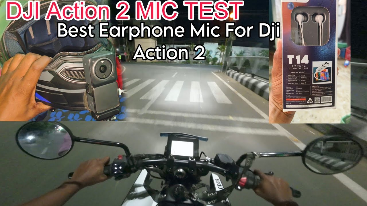 DJI Action 2 Helmet Mic Setup And Mic Test | Night Vlog | Best Earphone ...