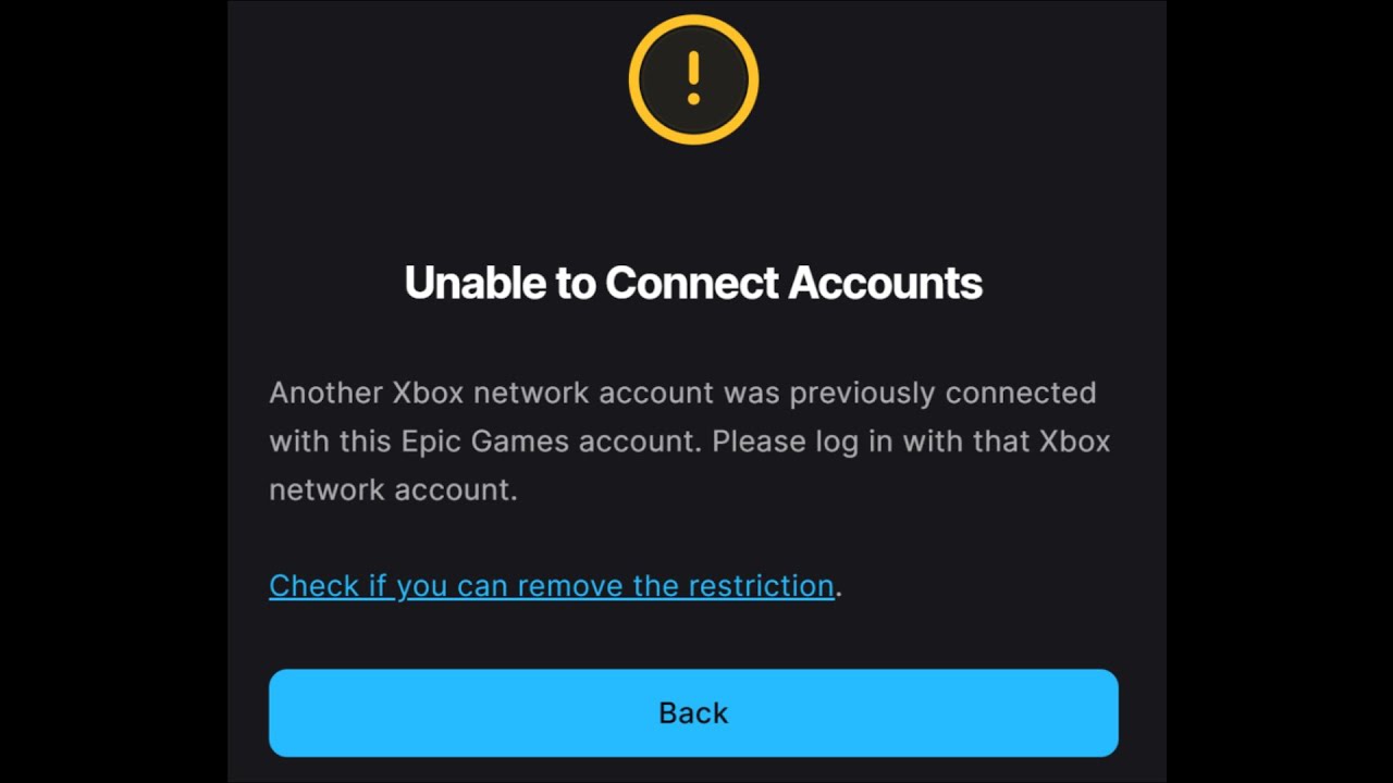 Unable to connect Accounts - another Xbox network account was ...