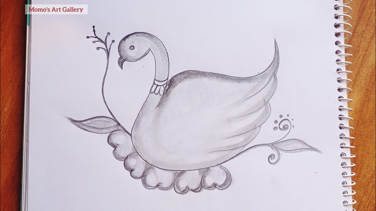 How to draw a Swan / Rajhash easily step by step. #pencildrawing # ...