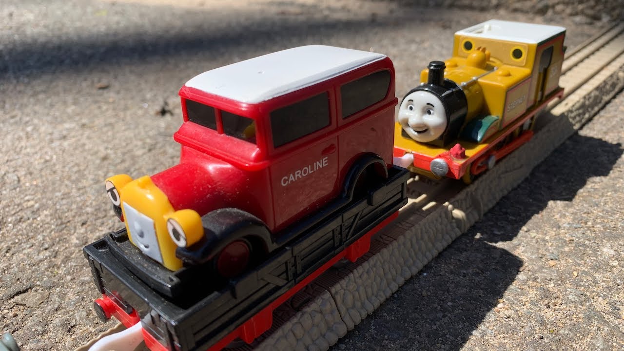 Trackmaster Stepney Pulling Caroline Backwards - Thomas & Friends - YouTube