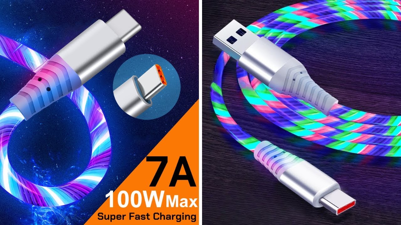 7A 100W Flowing Light LED USB Cable for USB-C great for Samsung, Xiaomi ...