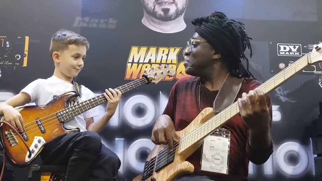 8 year old bass phenom, Áron Hodek jams with Richard Bona at 2019 NAMM ...
