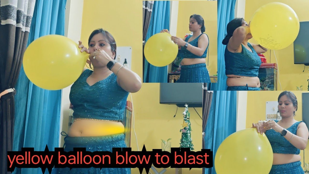 blowing yellow balloon till blast 😮😮 - YouTube