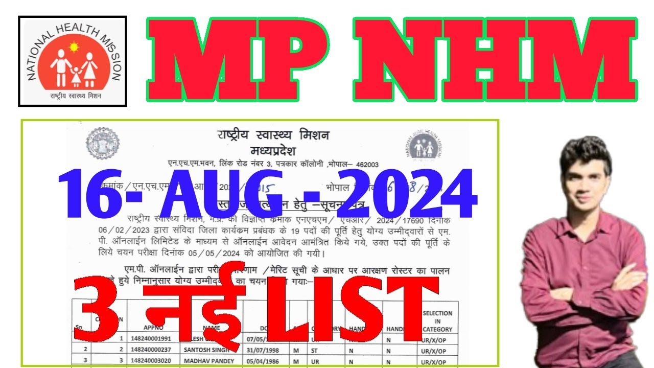 MP NHM - 16 AUGUST 2024 - 3 नई POSTING LIST जारी - DOCUMENT ...