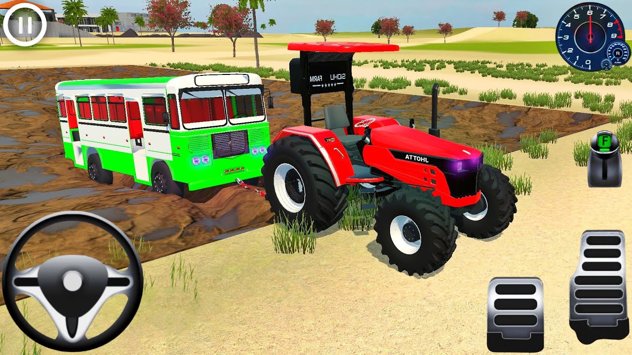 Tourist Coach Bus Stuck In Mud Pull It By Tractor - Indian Vehicles ...