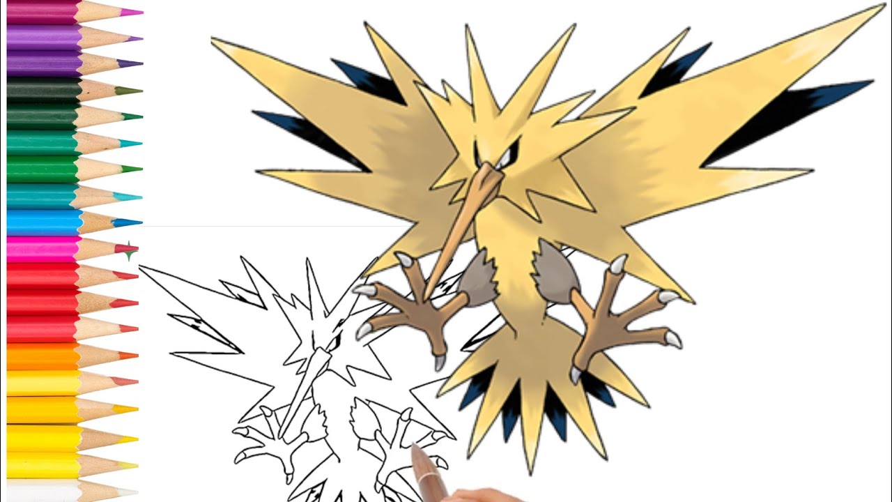 HOW TO DRAW ZAPDOS LEGENDARY POKEMON les than 5 Minute! | Pokemon ...