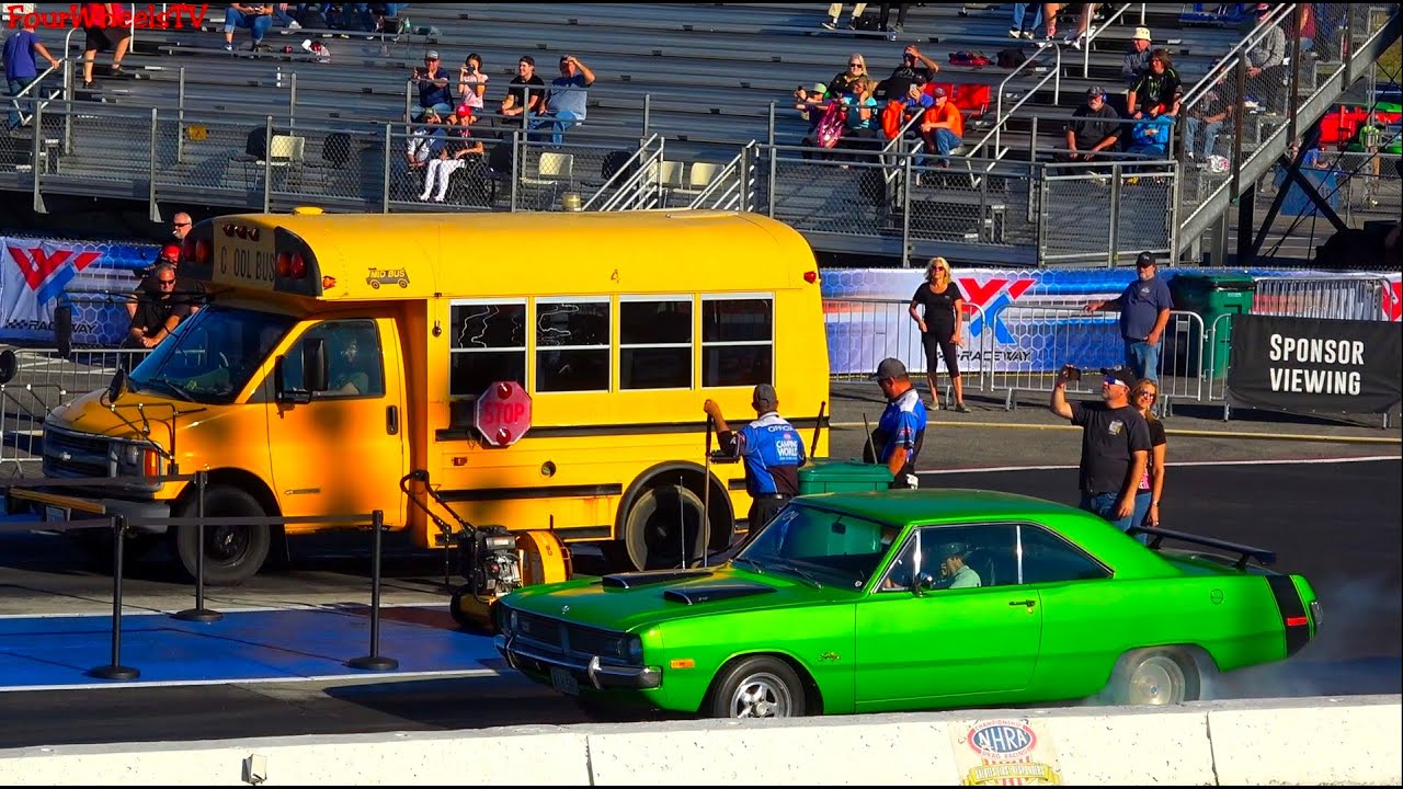 Drag Racing School Bus vs 1970s Dodge Dart at World Wide Technology ...