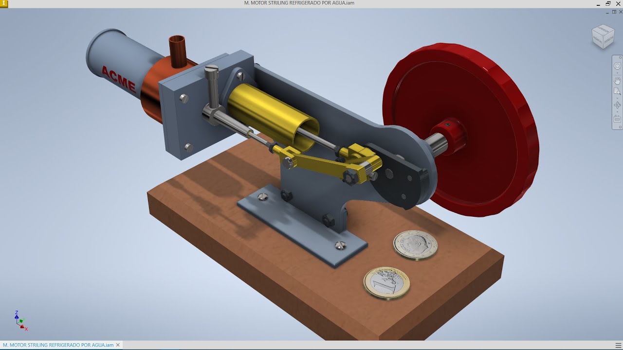 AUTODESK INVENTOR MAQUETA DE UN MOTOR STIRLING REFRIGERADO POR AGUA ...