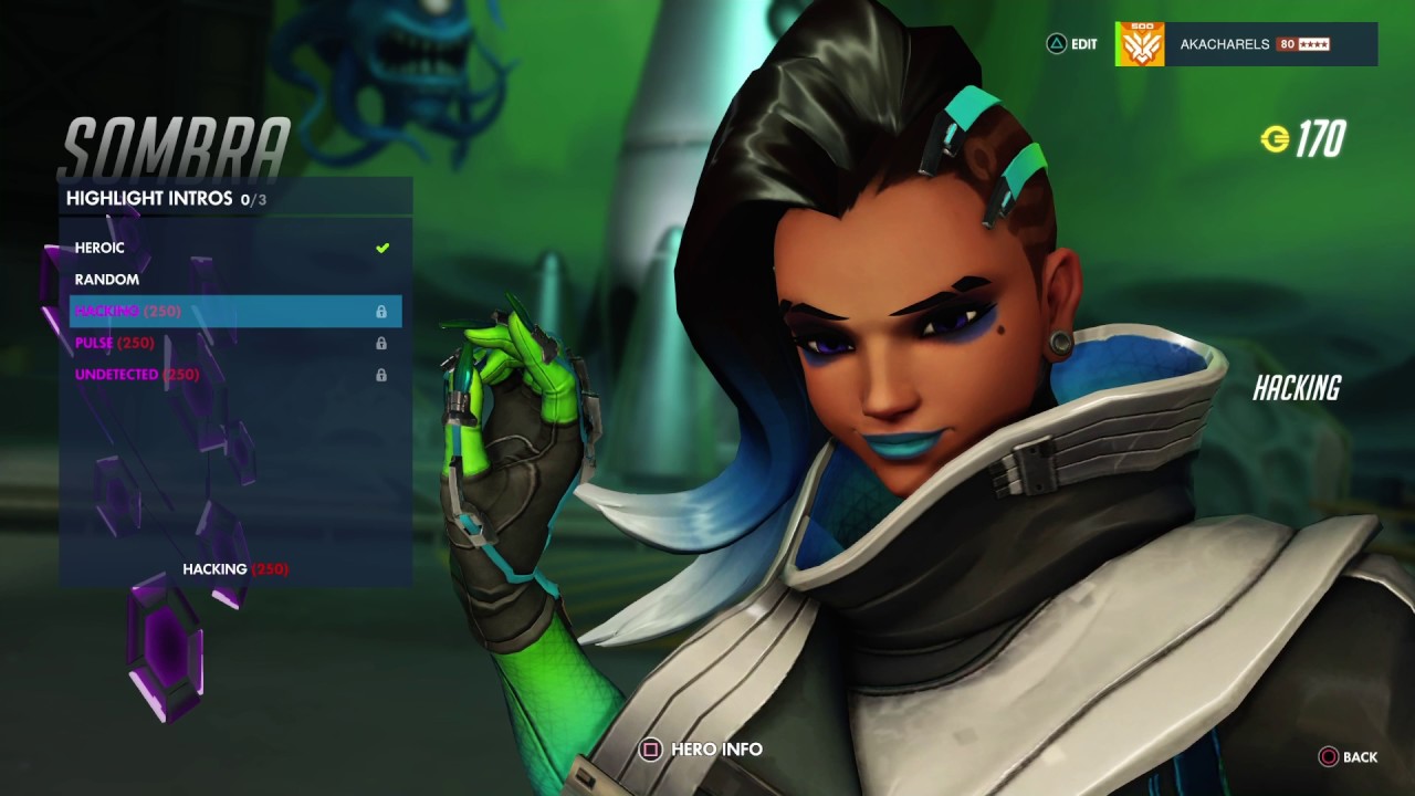 Overwatch: Sombra Mar Skin All Emotes, Poses, Intros & Weapons + First ...