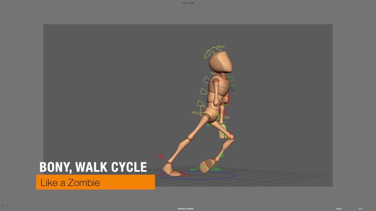 Bony walk cycle zombie - YouTube