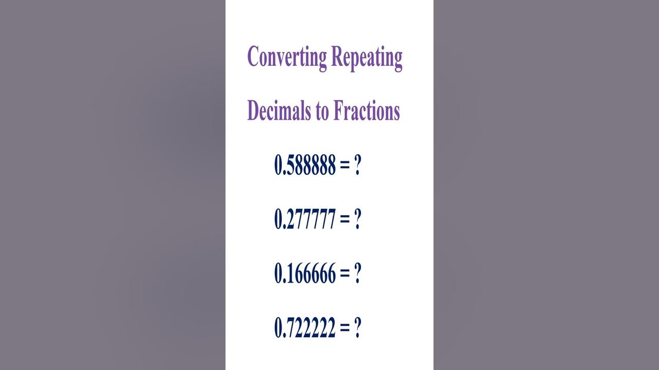 Convert Repeating Decimals to Fractions Easily! Step-by-Step Guide # ...