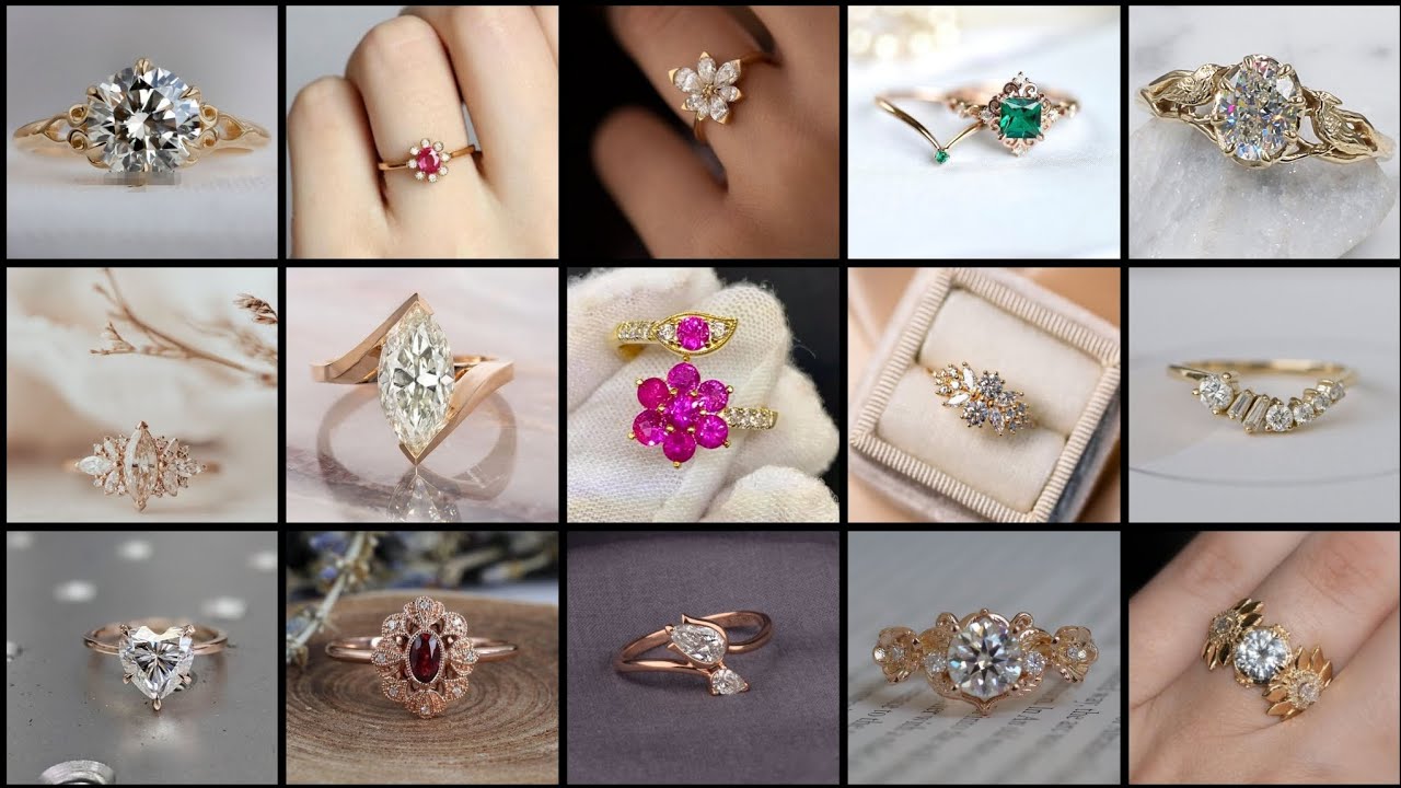 gorgeous and pretty gold engagement ring design ideas for girls - YouTube