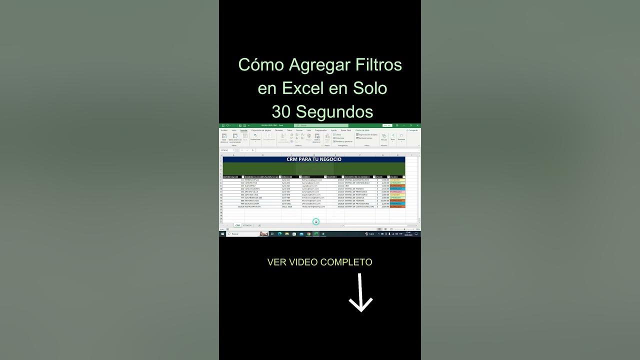 Cómo Agregar Filtros en Excel en Solo 30 Segundos - YouTube