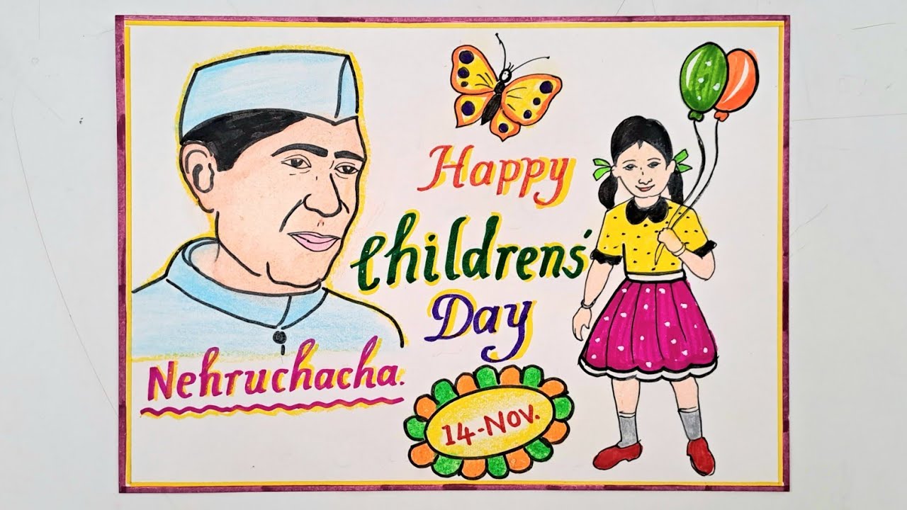Children's day Drawing Easy//Happy Childrens' Day Poster Drawing Idea ...