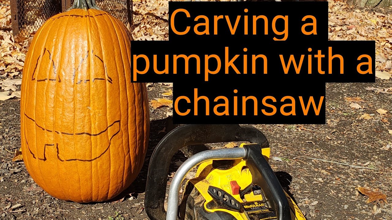 How to carve a pumpkin with a chainsaw. - YouTube